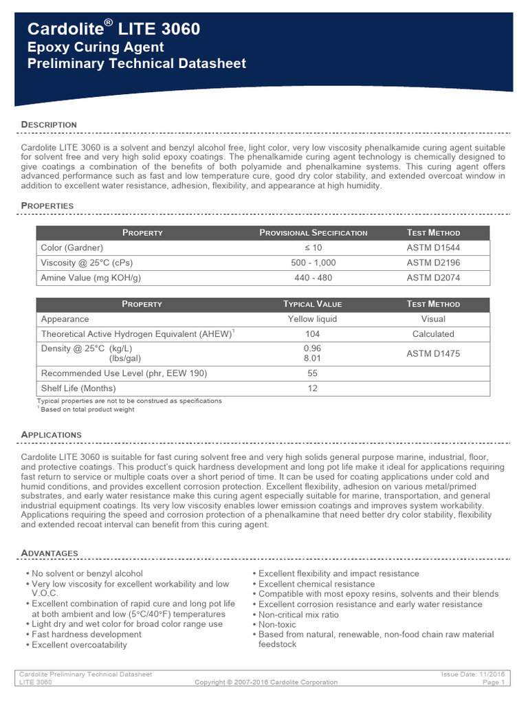 Lite 3060 - Tds | Download Free PDF | Epoxy | Coating