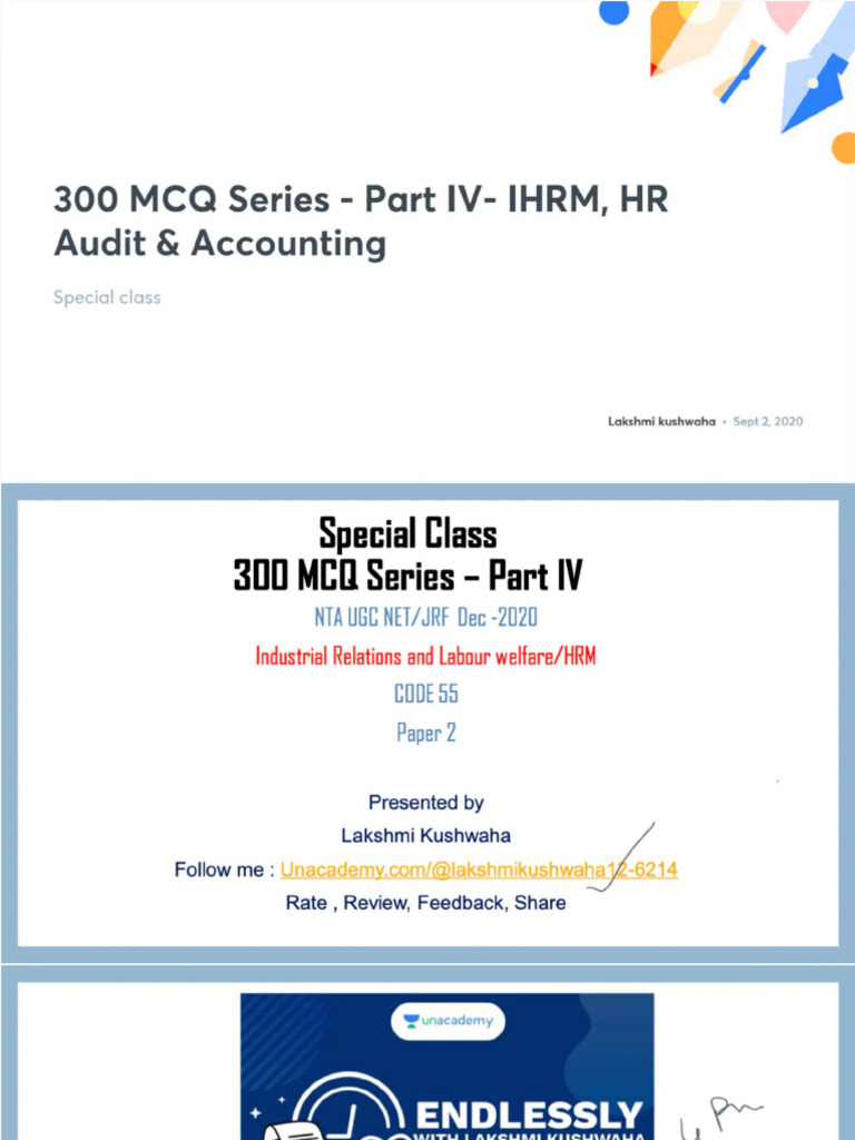 300 MCQ Series Part IV IHRM HR Audit Accounting With Anno | PDF