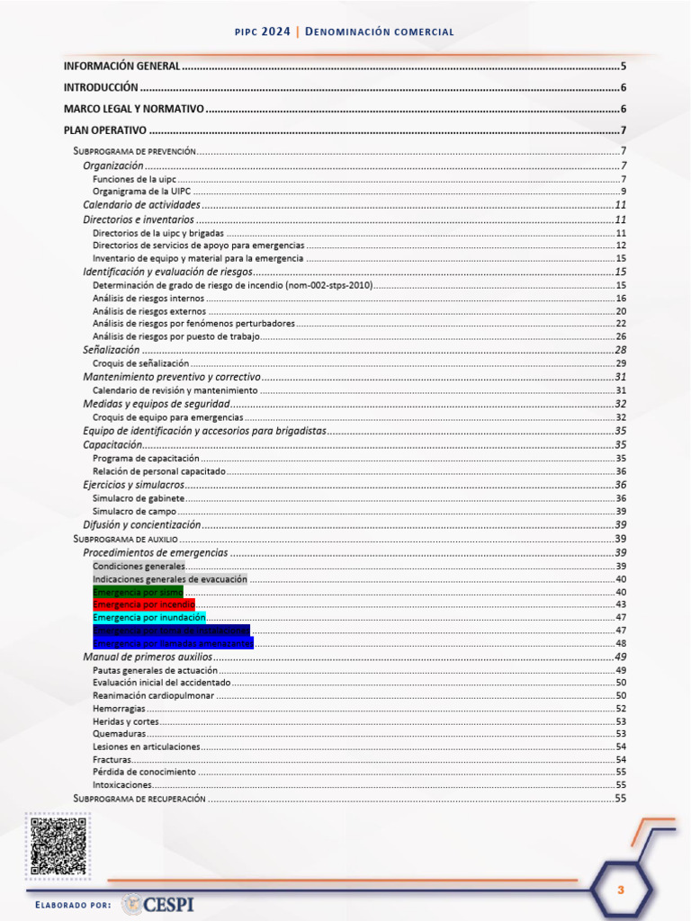 Indice General Pipc | PDF | Primeros auxilios