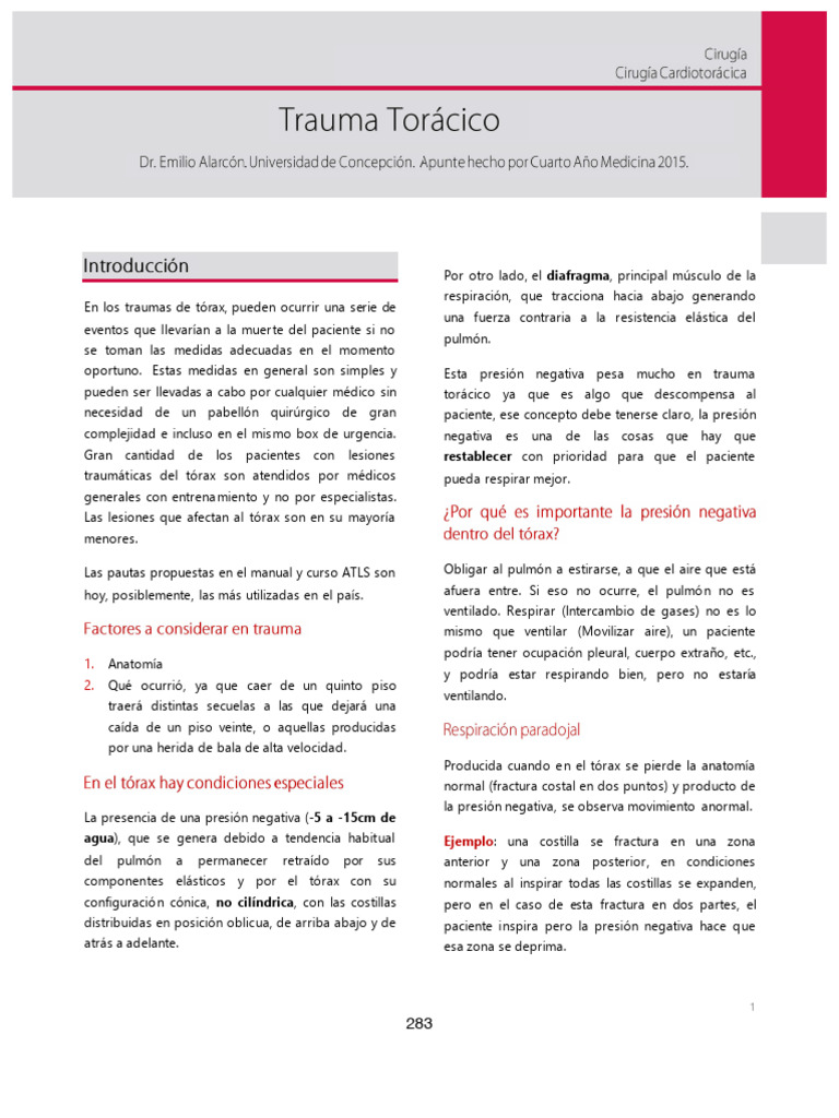 Trauma Torácico | PDF | Pulmón | Tórax
