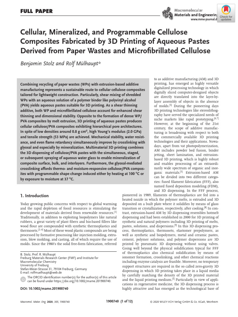 3D Printed Cellulose Composites from Waste | PDF | Composite Material ...