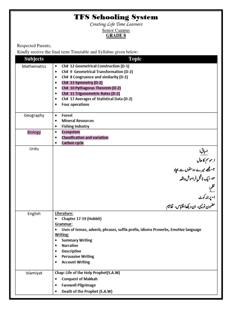 Grade 8A Final Term Examination 2023-2024 | PDF