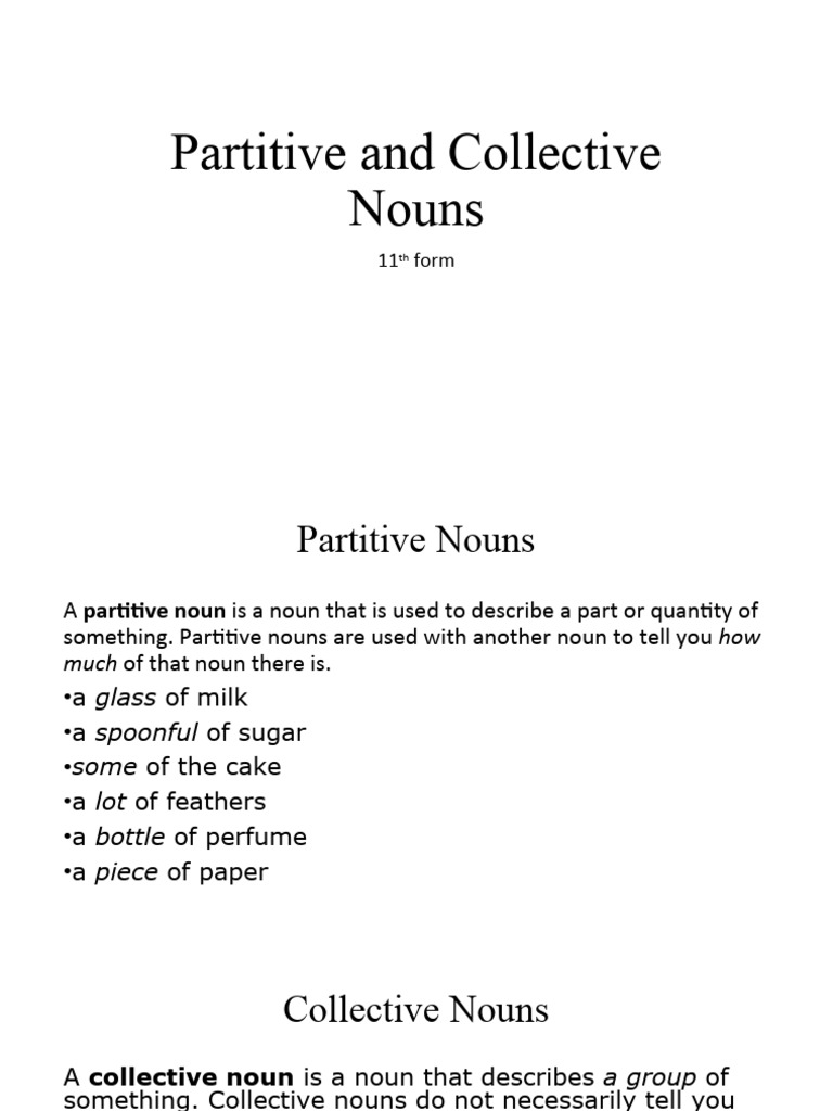 Partitive and Collective Nouns | PDF | Cooking, Food & Wine | Home & Garden