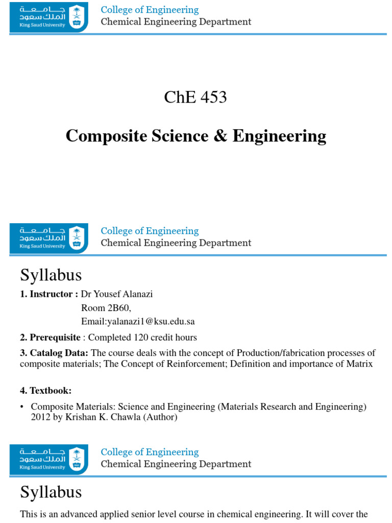 Week 1 ChE 453 | PDF | Composite Material | Fibers