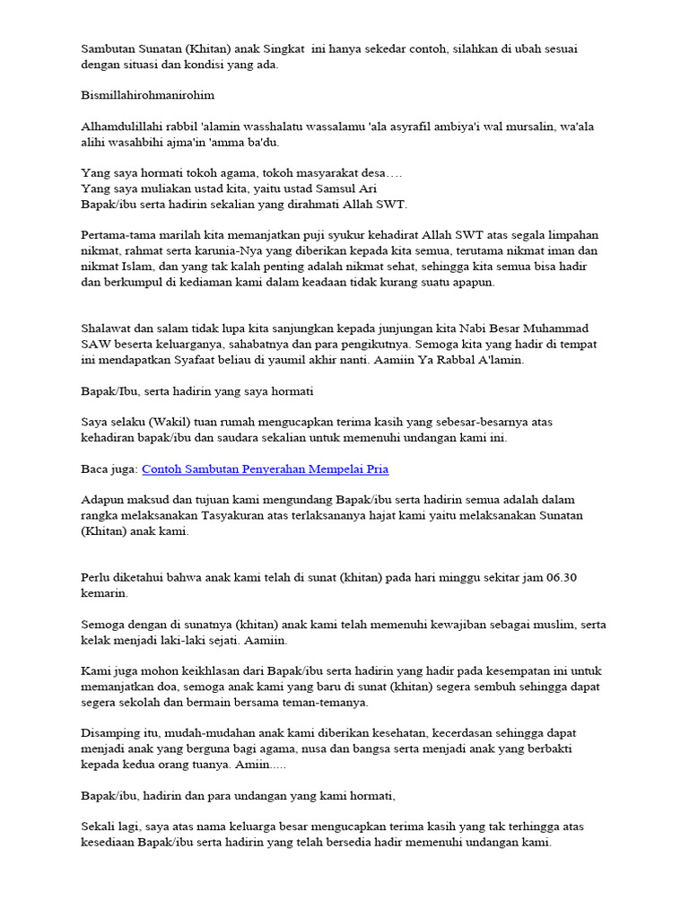 Sambutan Sunatan | PDF