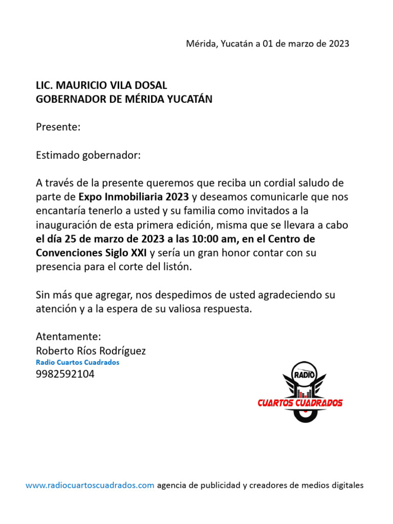 Carta De Invitacion A Corte De Liston Gobernador Pdf