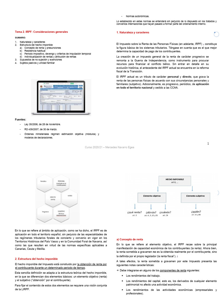 Tema 2 IRPF Consideraciones Generales | PDF | Impuestos | Economias