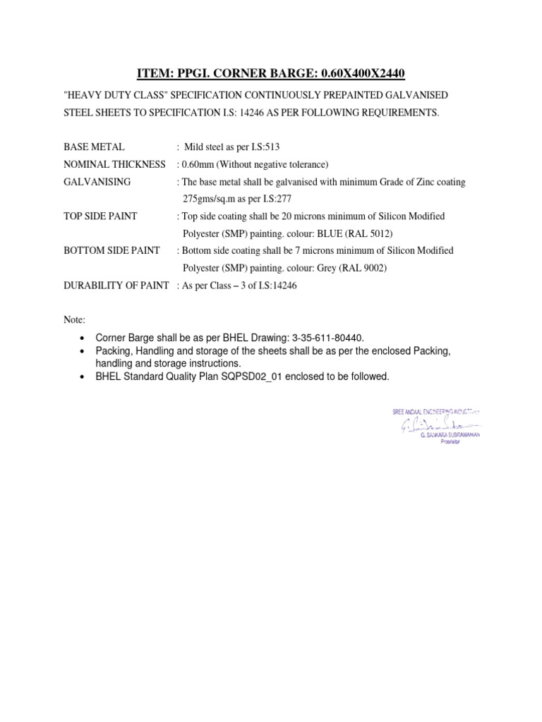 BARGE SPEC-signed | PDF | Galvanization | Paint
