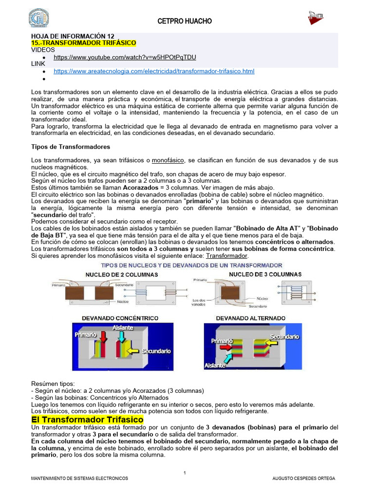 15.-Transformador Trifásico | PDF | Transformador | Inductor 15.-Transformador Trifásico | PDF | Transformador | Inductor