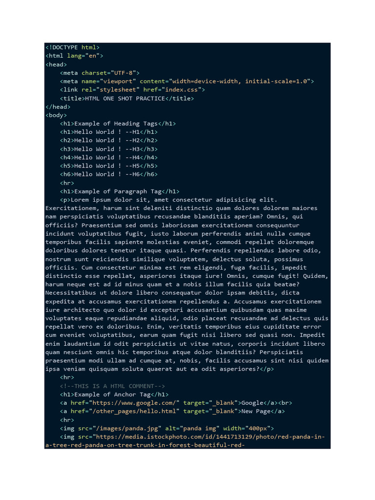 Apna College HTML Practice | PDF