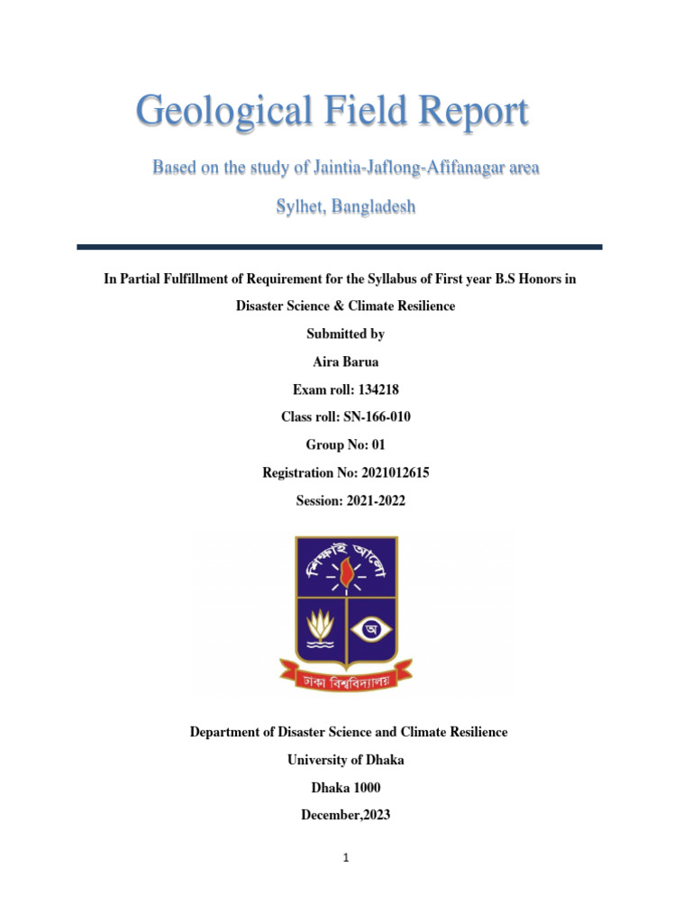 Aira Barua 134218 Field Report | PDF | Sedimentary Rock | Fault (Geology)
