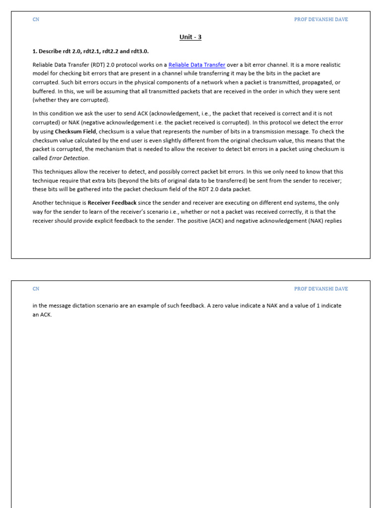 cn material UNIT-3,4,5 | PDF | Transmission Control Protocol | Network Protocols