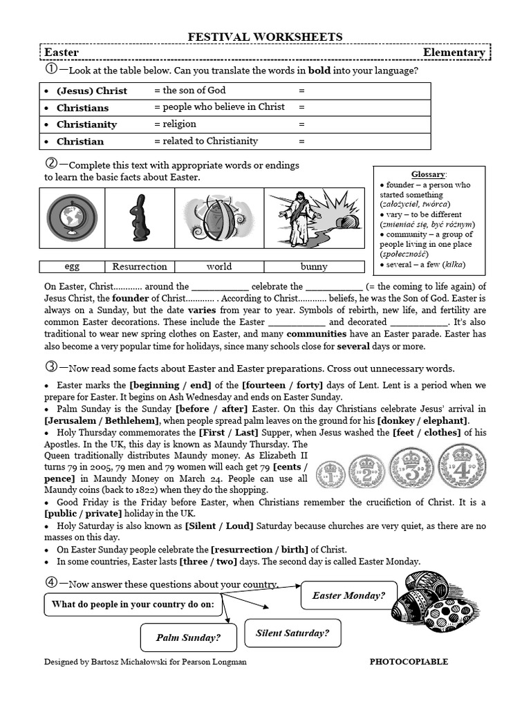 Easter Elementary Worksheet | PDF | Easter | March Observances