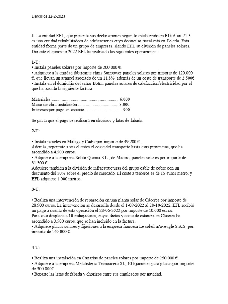 Ejercicio IVA | PDF Ejercicio IVA | PDF