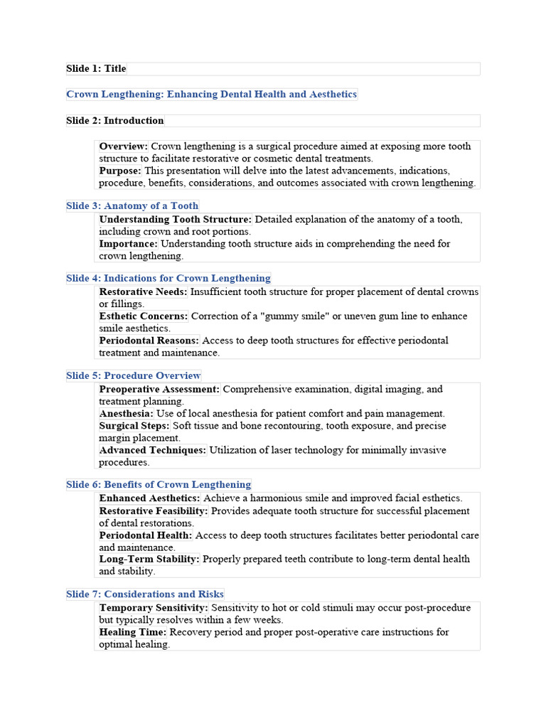 Crown Lenghting | PDF | Human Tooth | Periodontology