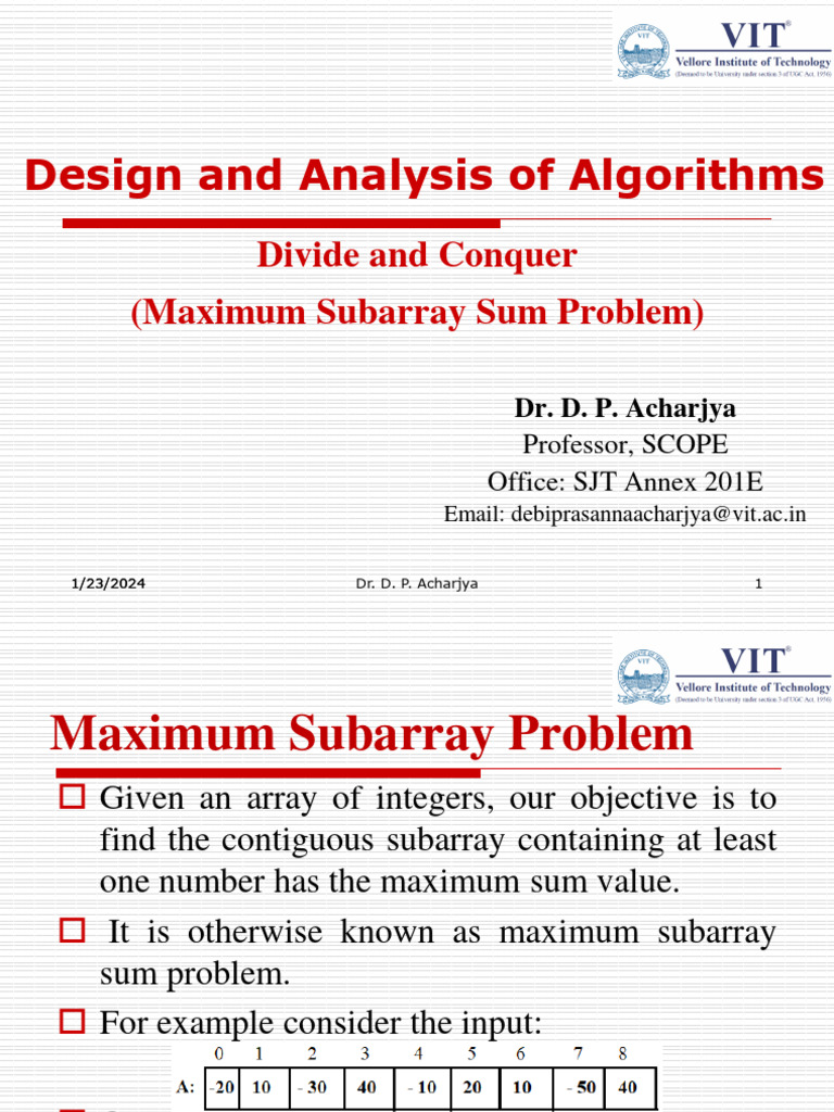 4 D And C Maximum Subarray Pdf Mathematical Analysis Numerical Analysis