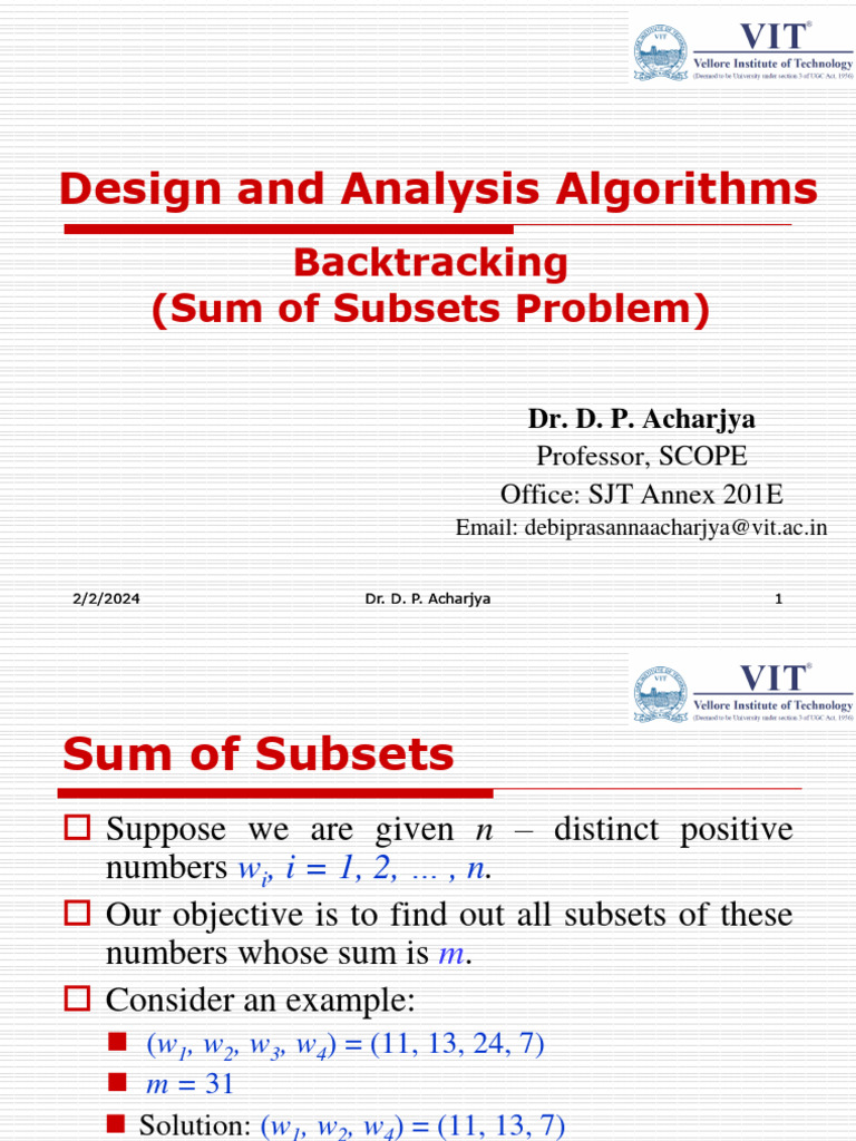 Backtracking: Sum of Subsets Algorithm | PDF | Mathematical Concepts ...