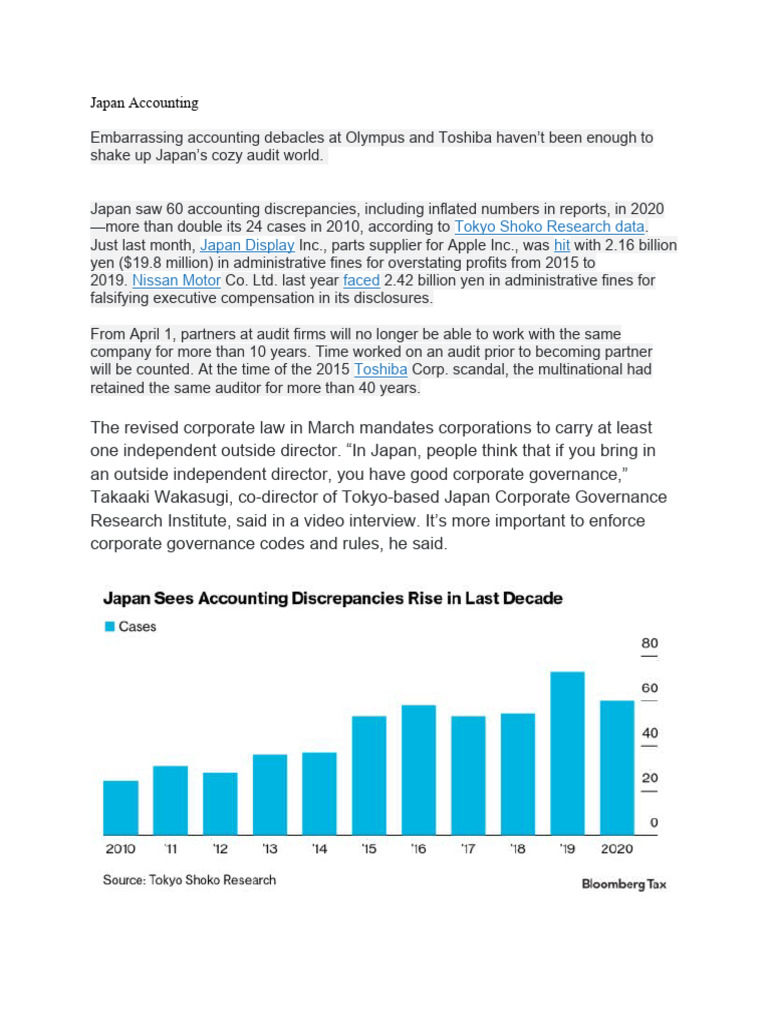 Japan Accounting | PDF | Corporate Governance | Audit