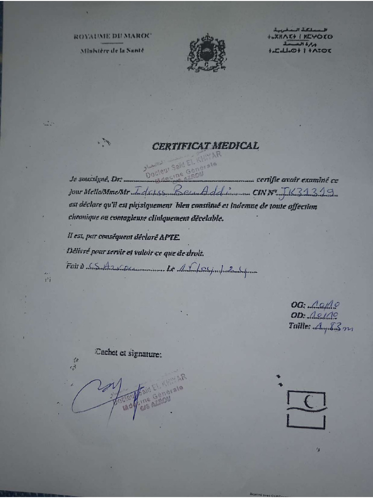 Certificat Médical | PDF
