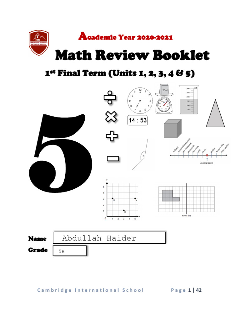Stage 5 Math Term 1 Final Review Pack | PDF | Arithmetic | Mathematics