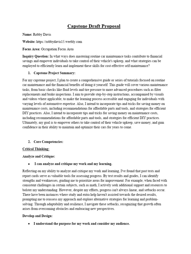 Capstone Draft Proposal | PDF | Empowerment | Psychological Resilience