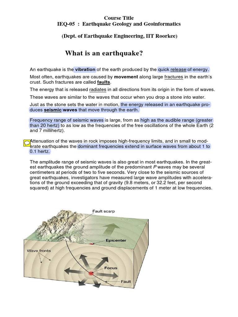 IEQ 05earthquake Lecture Notes | PDF | Earthquakes | Moment Magnitude Scale