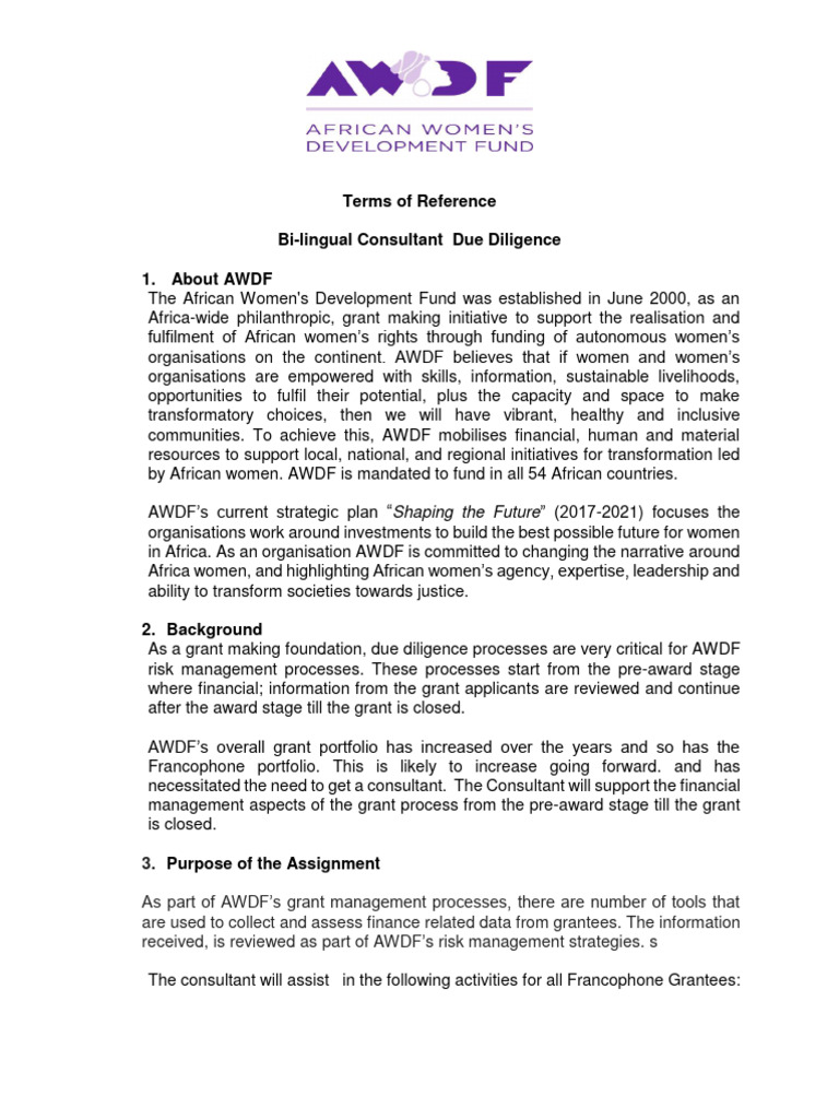 TOR For French Consultant-DD 2021 | PDF | Consultant | Risk Management