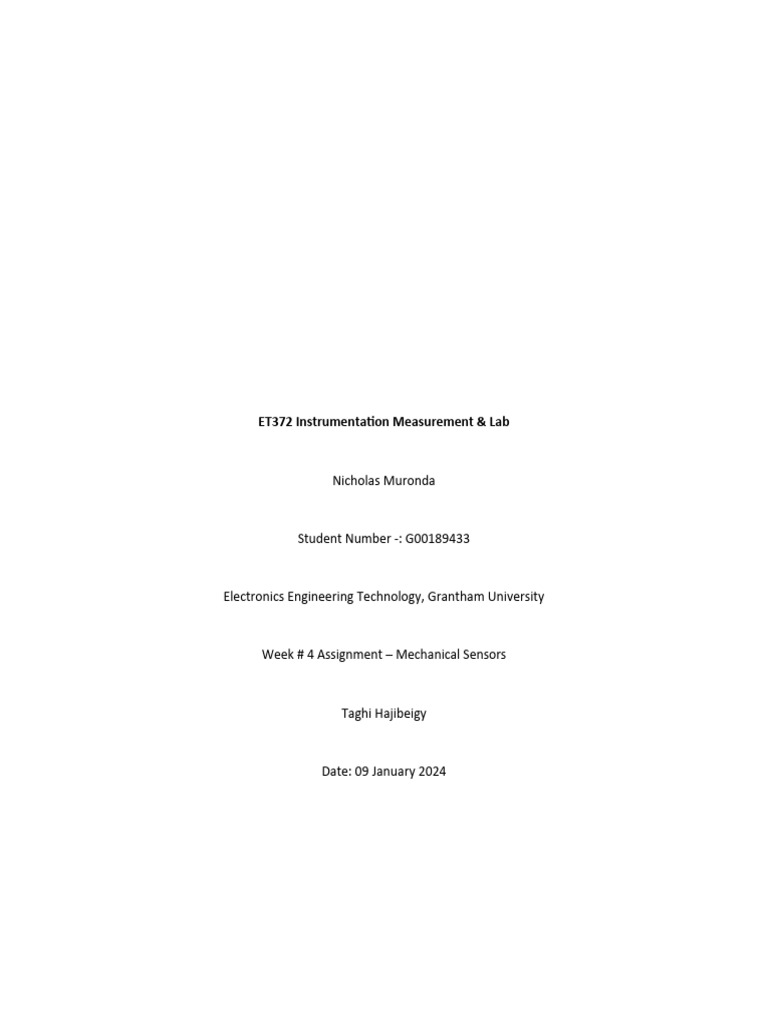ET372 Instrumentation Measurement Lab Assignment Week 3 Nicholas Muronda | PDF | Thermocouple ...