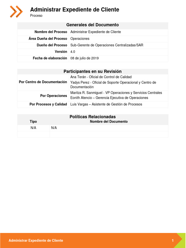 Proceso - Administrar Expediente de Cliente | PDF | Business | Procesos ...