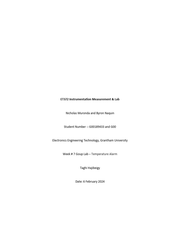 ET372 Instrumentation Measurement Lab Group Project | PDF | Operational ...