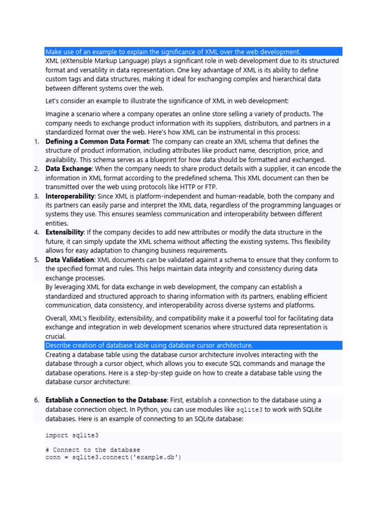 Make Use of An Example To Explain The Significance of XML Over The Web Development | PDF ...