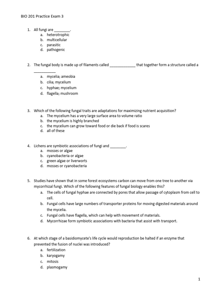 Biology Exam Prep for Students | PDF | Fungus | Action Potential