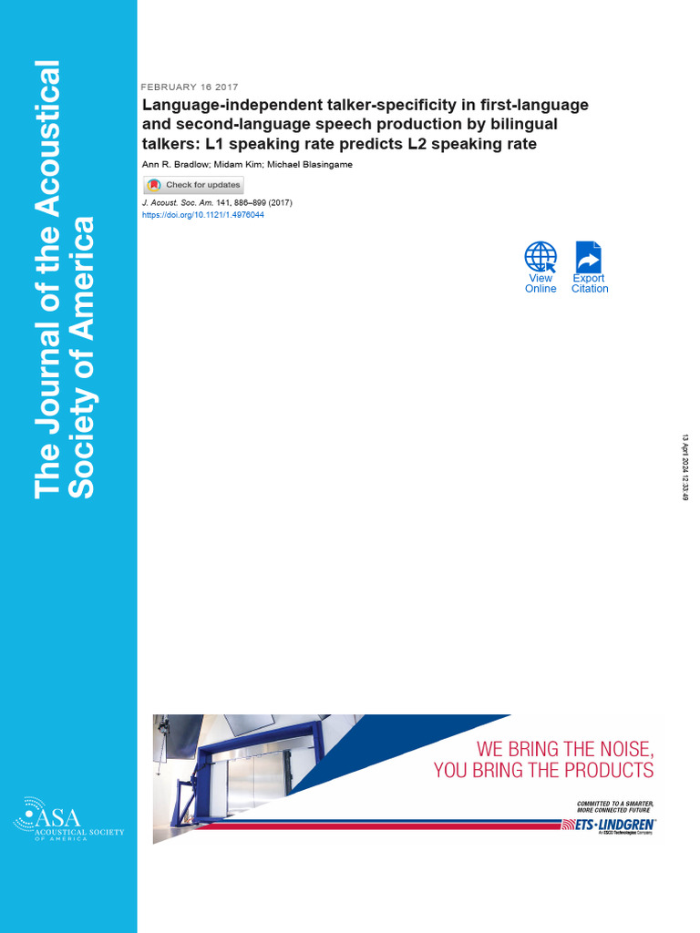 (2017) Bradlow Kim Blasingame | PDF | Fluency | Second Language