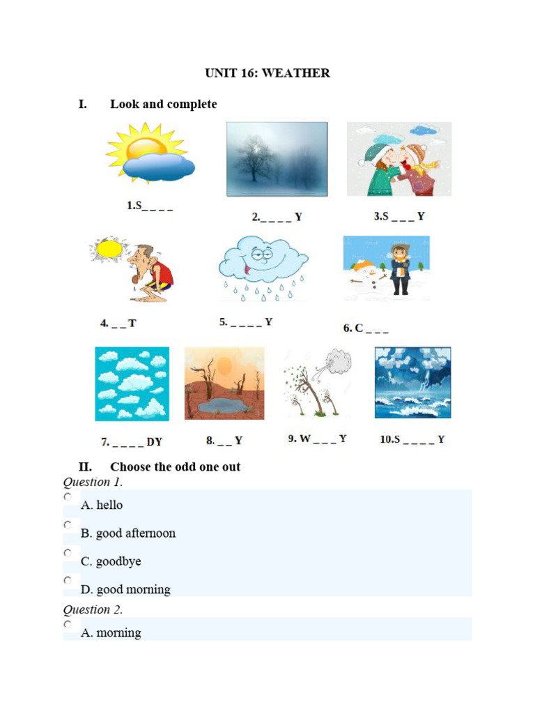 Unit 16 Weather | PDF