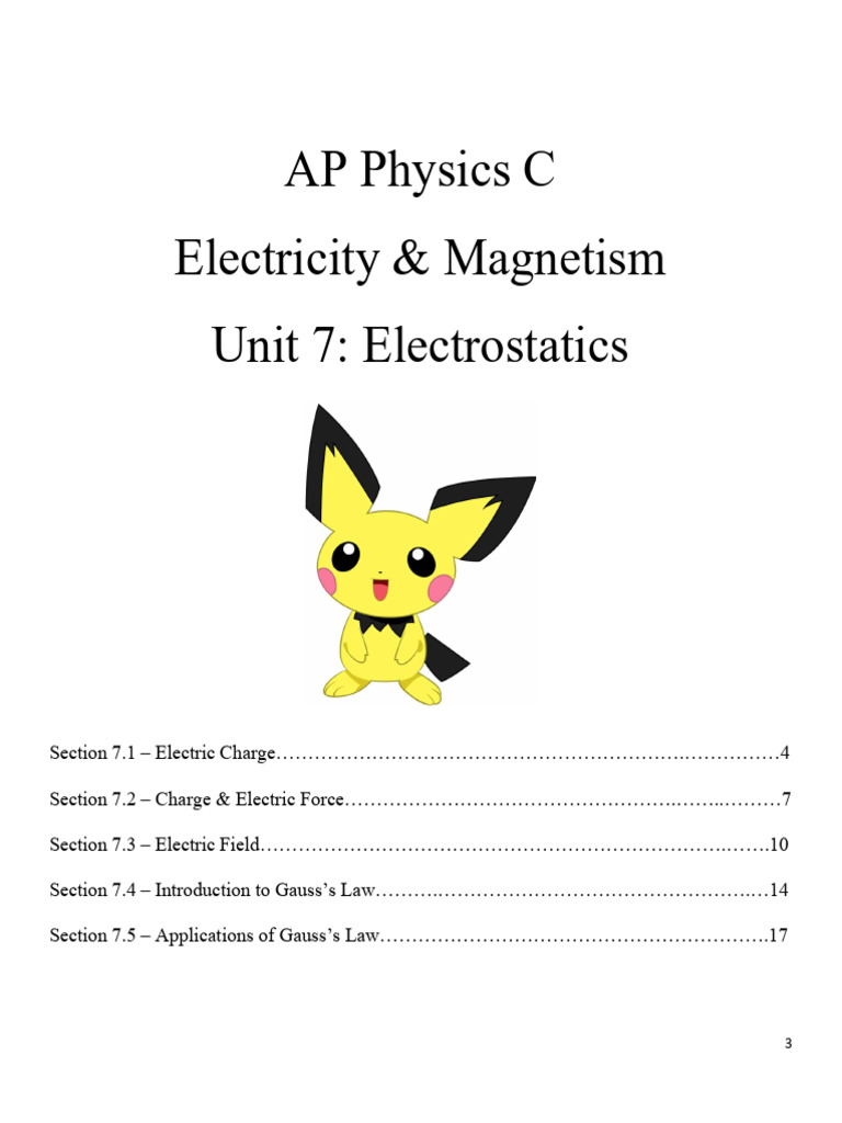 Unit 7 Notes | Download Free PDF | Electric Charge | Electrostatics