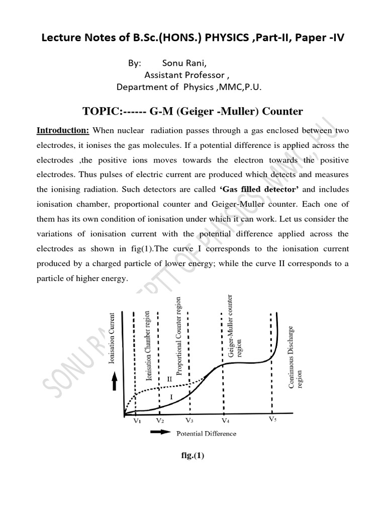 G M Counter by Sonu RaniDeptt. of Physics | PDF | Vacuum Tube | Ionization
