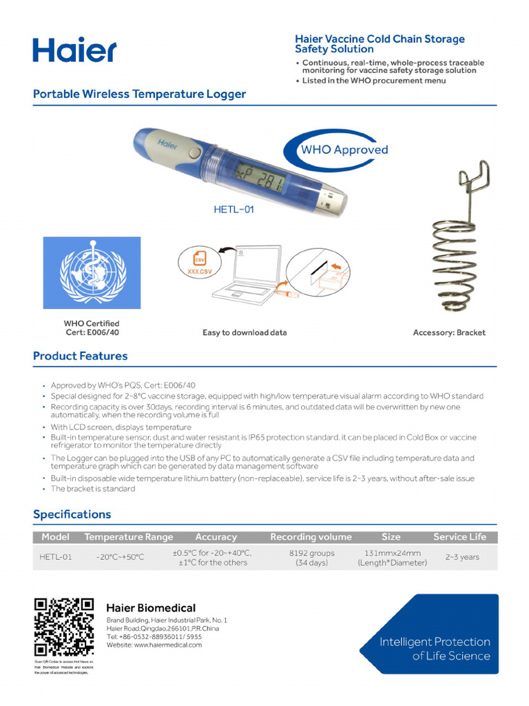 Haier-HETL-01-Electronic-Refrigerator-Temperature-Logger | PDF