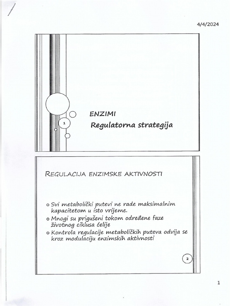 Regulacija Enzimske Aktivnosti | PDF