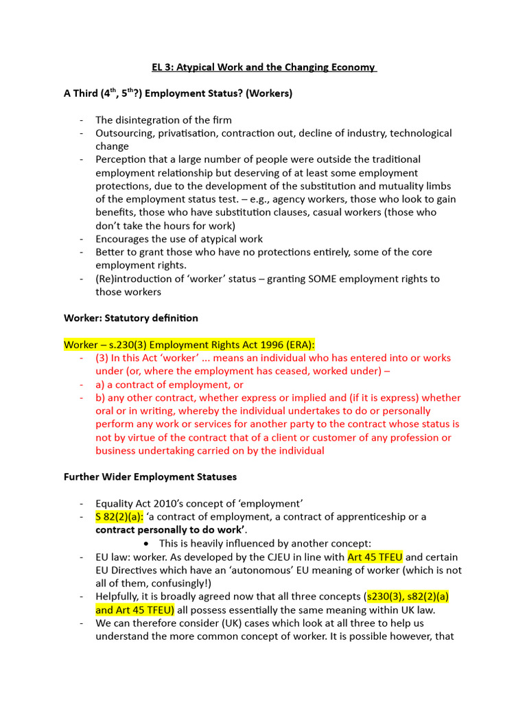 EL 3 - Atypical Work and The Changing Economy | PDF | Employment ...