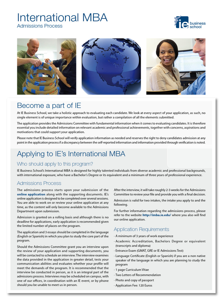 IE IMBA Admissions Process | PDF | Graduate Record Examinations ...