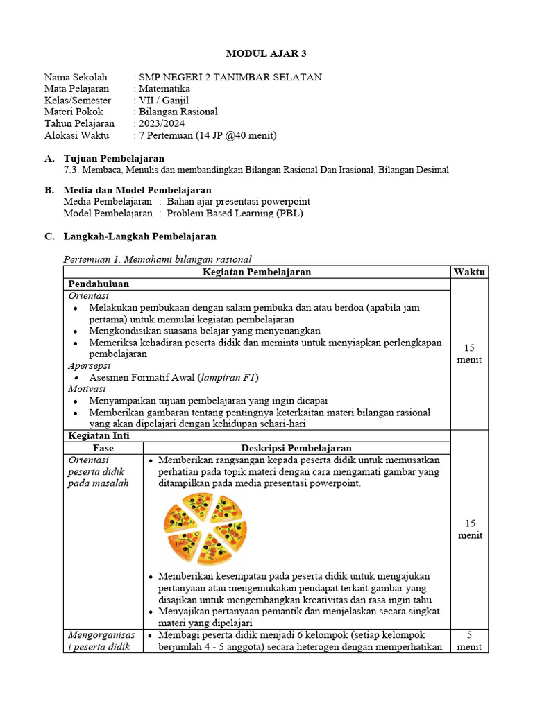Modul Ajar 3-Bil Rasional | PDF