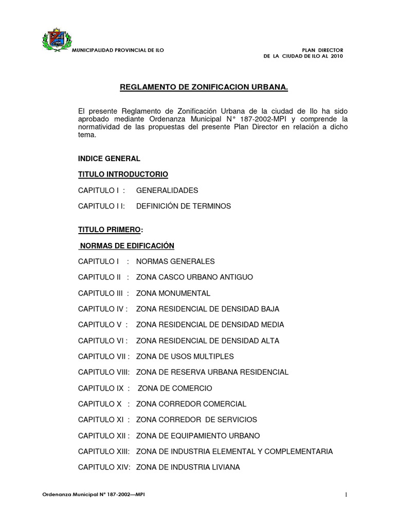 Reglamento Zonificación Final | Descargar gratis PDF | Zonificación | edificio