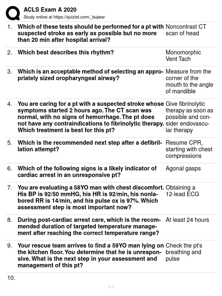 ACLS precourse | PDF | Cardiopulmonary Resuscitation | Myocardial ...