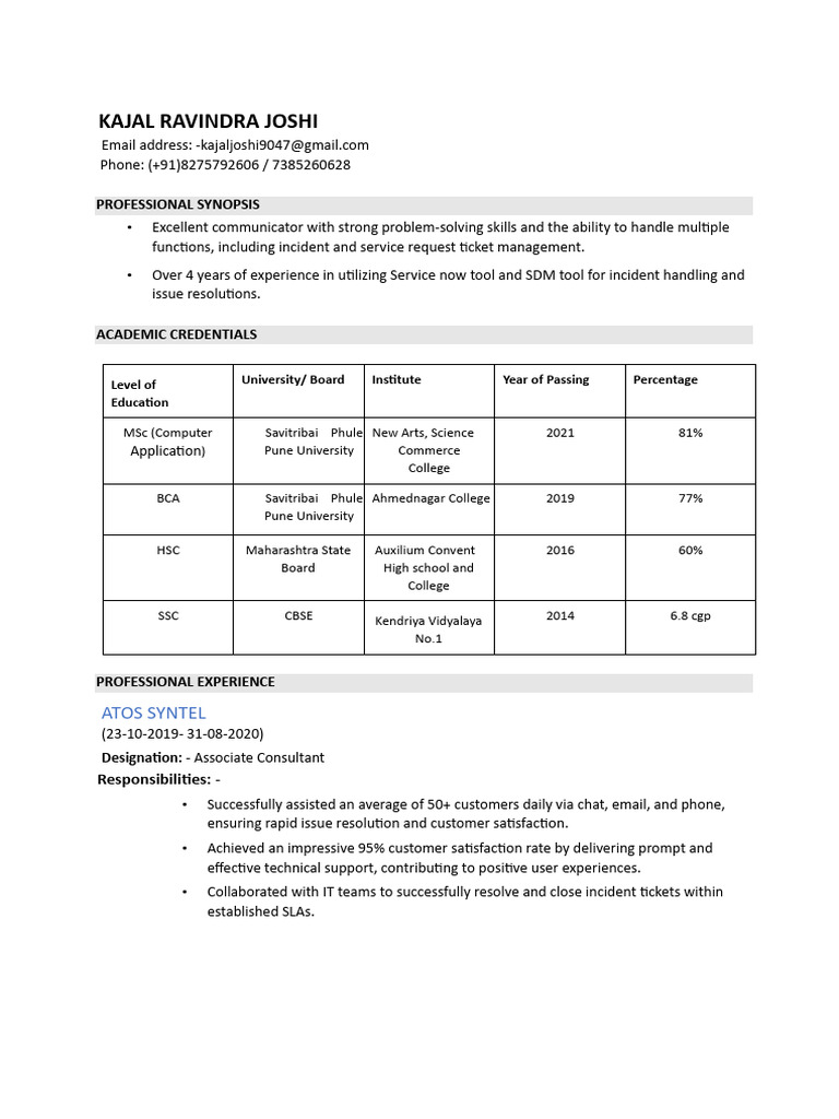 Kajal Joshi 161731 202403080727 Resume | PDF | Microsoft Outlook | User (Computing)