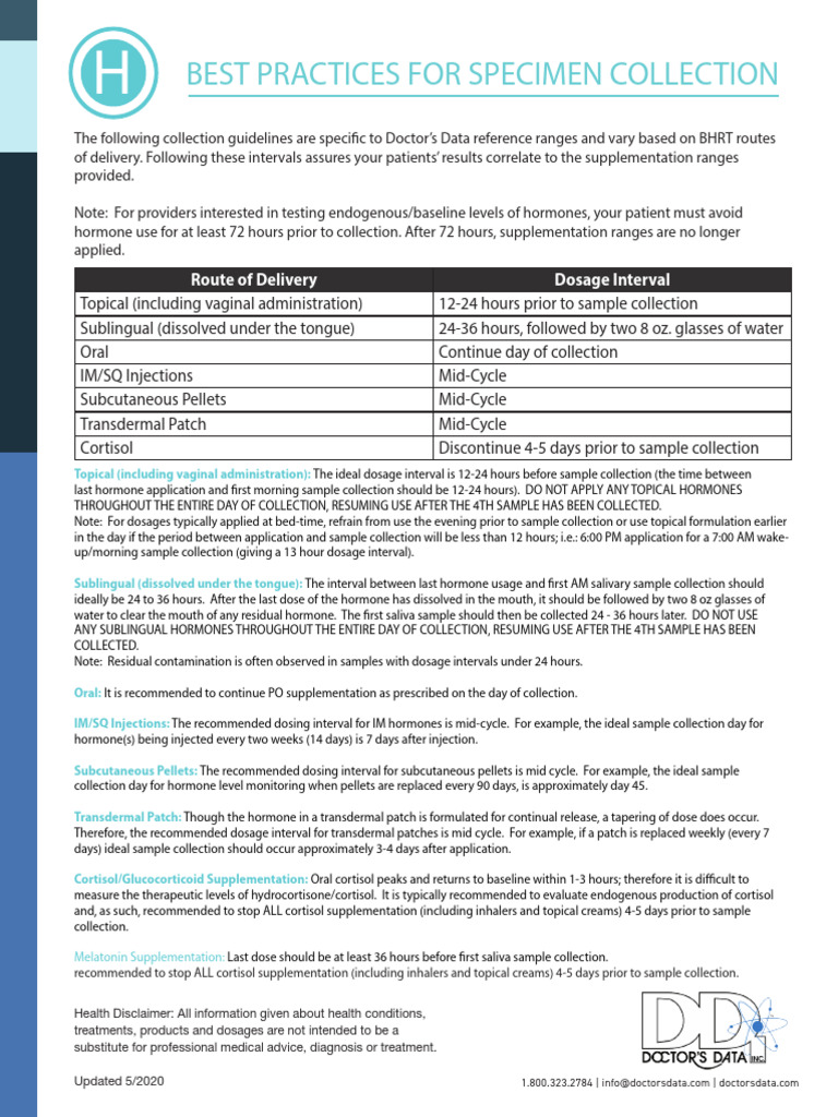 Best Practicesfor Specimen Collection | PDF | Menopause | Dose ...