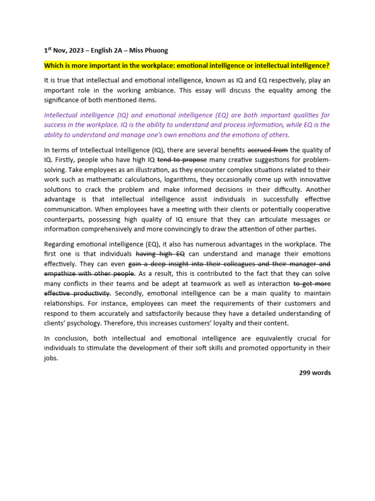 It Is True That Intellectual and Emotional Intelligence | PDF ...