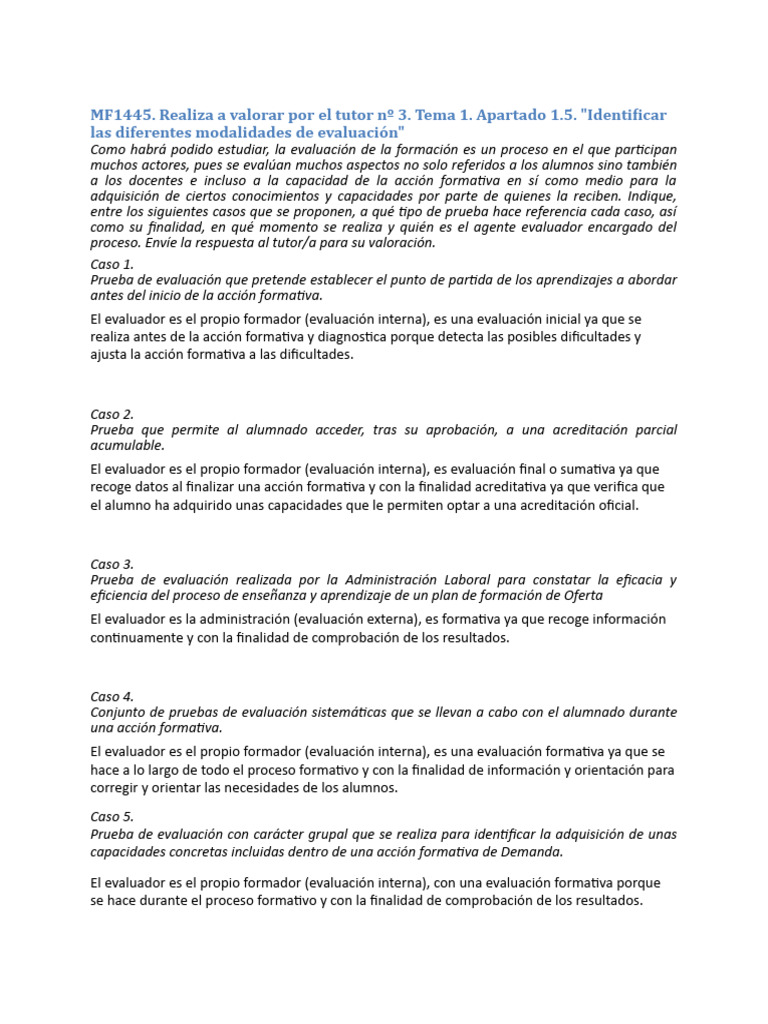 Actividad Tema 3 | PDF | Evaluación | Cognición