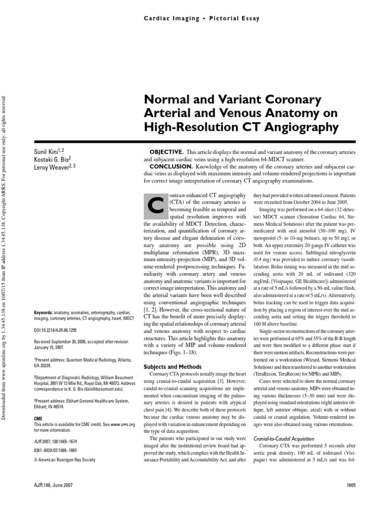 AJR061295 | PDF | Coronary Circulation | Angiology