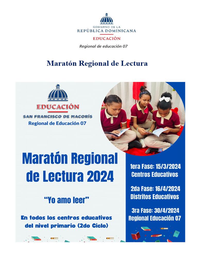 Bases Maratón Regional de Lectura 2024 | PDF