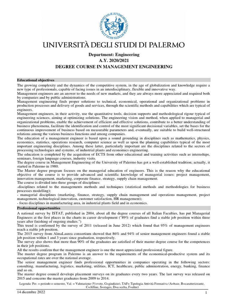 Management Engineering Master's Program | PDF | Engineering | Thesis